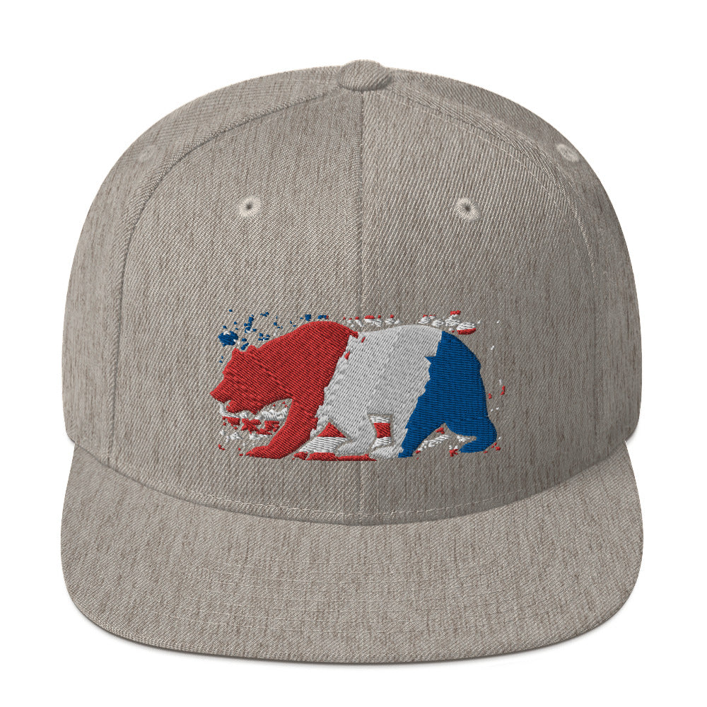 American Flag CA Bear- Snapback Hat